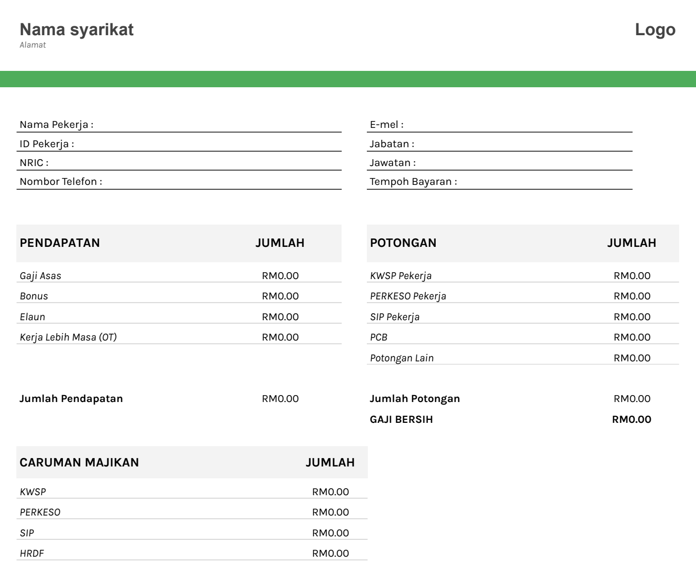 Contoh Slip Gaji dan Laporan Gaji PERCUMA